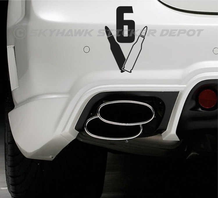 V6 Bullets Bumper Sticker Vinyl Decal Label Muscle Car Decal For ...