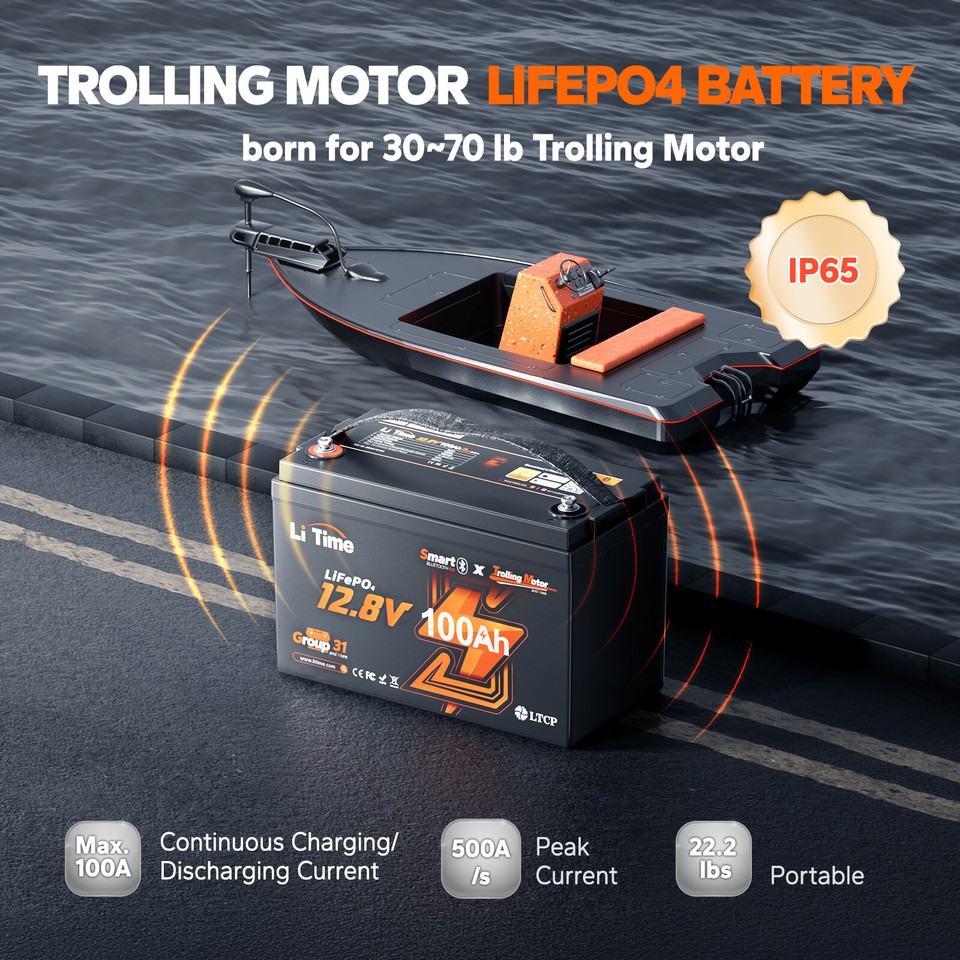 LiTime 12V 100Ah TM Bluetooth Plus Lithium Battery Low Temp BMS For ...