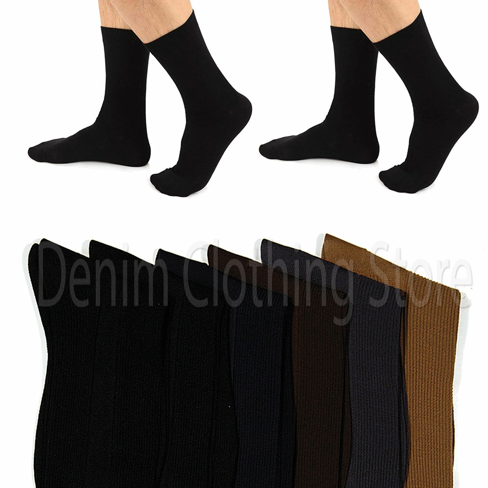 Men's Assorted Color Dress Socks Lot 6 12 Pair Casual Crew Ribbed ...