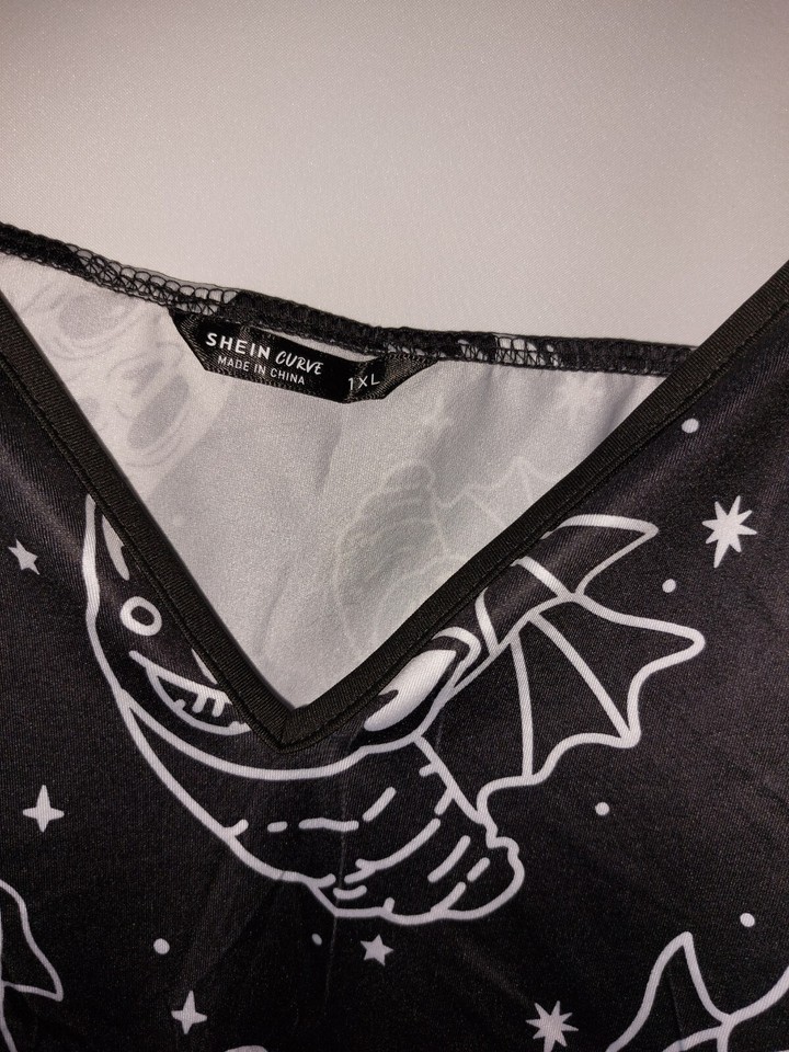 New Black & White HALLOWEEN Ghosts & Ghouls Bodysuit Costume PLUS Size ...