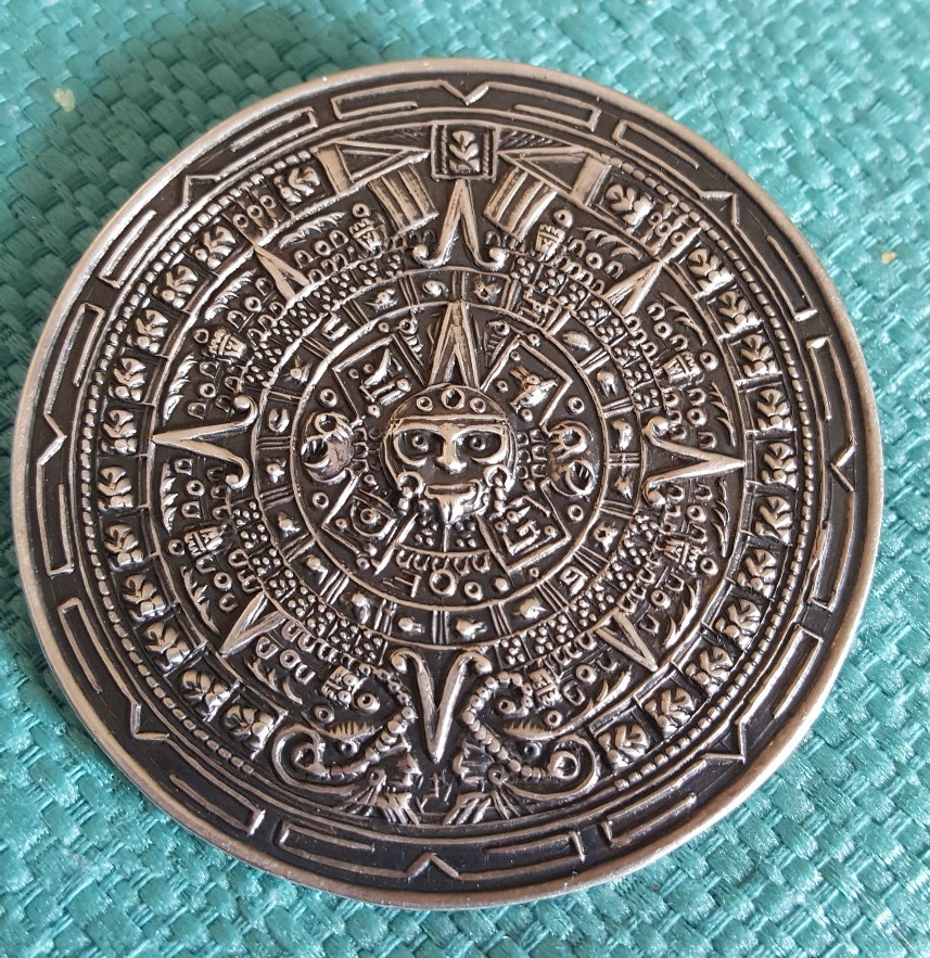 Sterling Silver Vintage-925-FHC-Mayan Sundial MEDALLION Pendant- Brooch ...