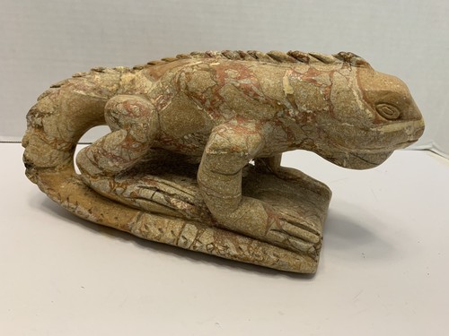 ULTRA RARE! VINTAGE HAND-CARVED STONE LIZARD SCULPTURE 9+ lbs ...