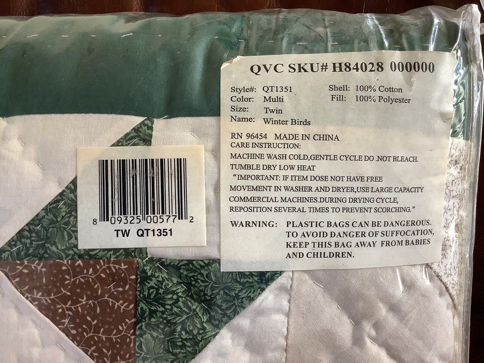 Vintage QVC Twin Patchwork Quilt Winter Birds Seald in Package~New | eBay