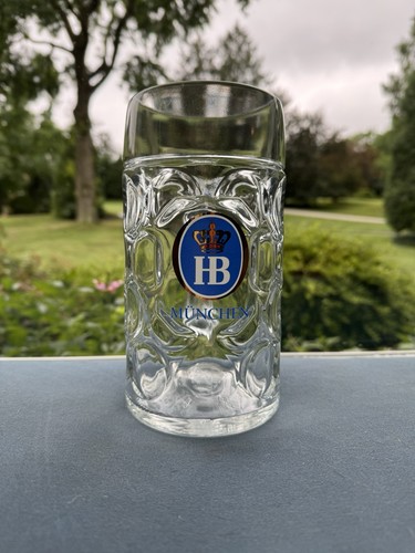HB Hofbrauhaus Munchen Dimpled Glass Beer Stein Mug 1 Liter Oktoberfest ...