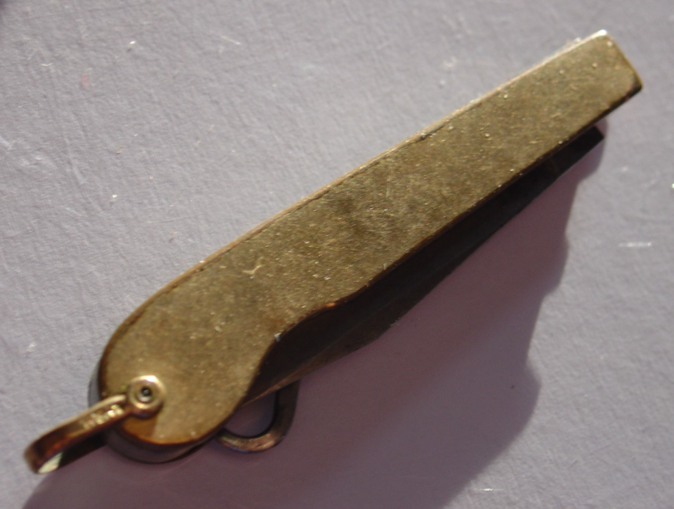 Vtg Antique Miller Pocket Knife Victorian Button Hook H&H Gold Tone ...