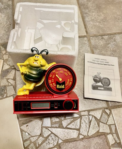 Vintage Raid Bug Alarm Clock Radio New? Great Advertising Piece | eBay