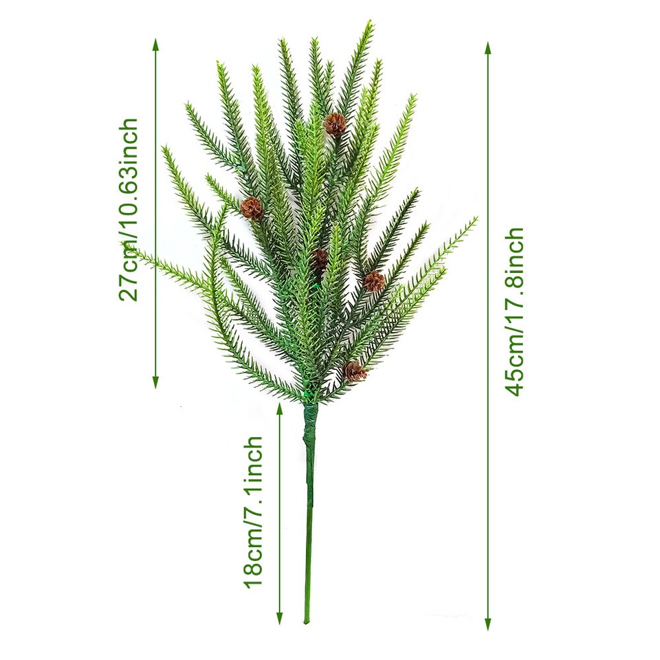 6Pcs Fake Pine Branches Plastic Green Pine Leaves for Christmas Home ...