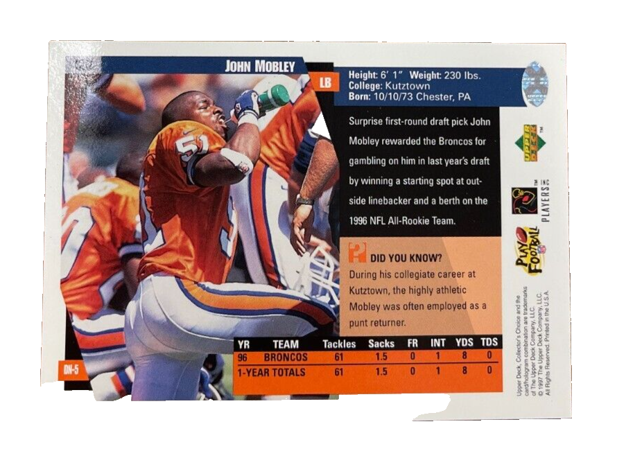 1997 UPPER DECK COLLECTOR'S CHOICE CARD # 120 John Mobley - Denver ...