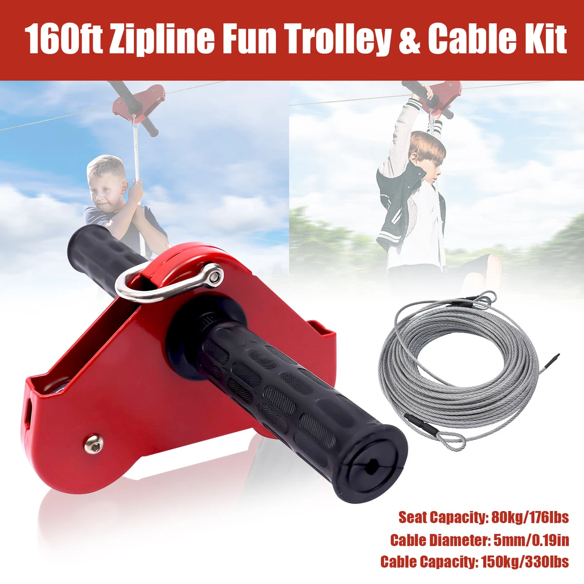 Zip Line Trolley With Brake