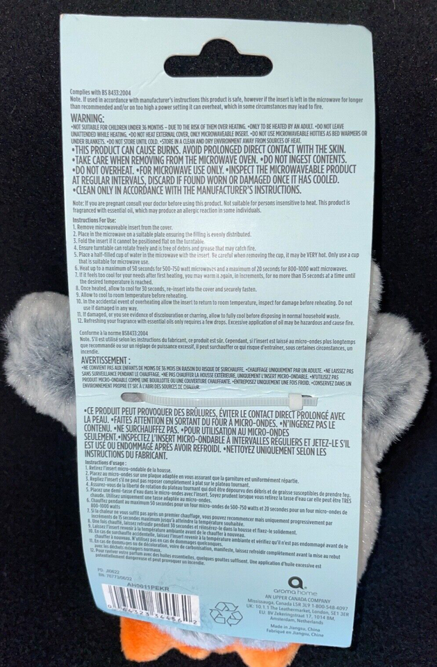 AROMA HOME SNUGGABLE HOTTIE PENGUIN PLUSH MICROWAVABLE ~ LAVENDER ...