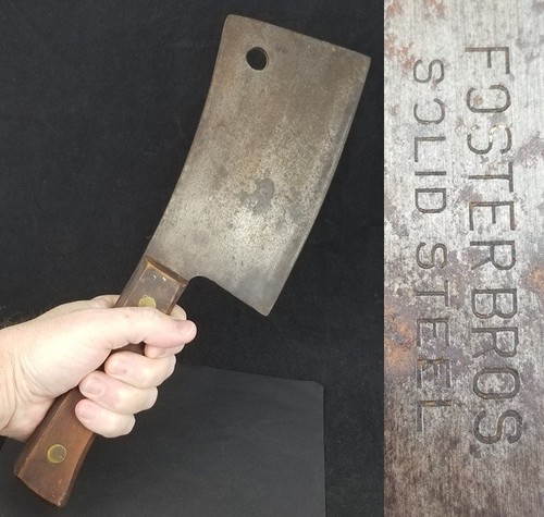 Antique Foster Bros large Meat Cleaver 14 Inch 1180 Solid Steel Blade ...