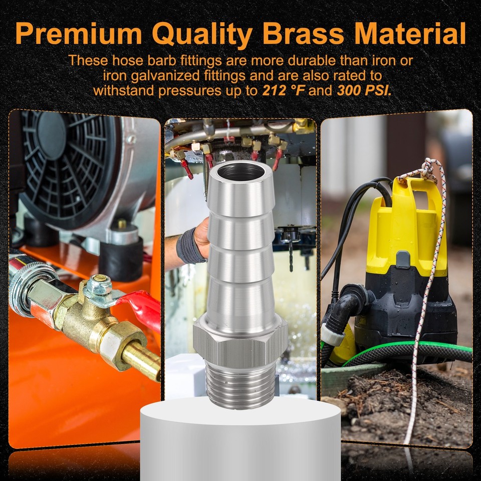 5pcs 3/8" to 1/8" NPT Male Stainless Steel Hose Barb Fitting Metals ...