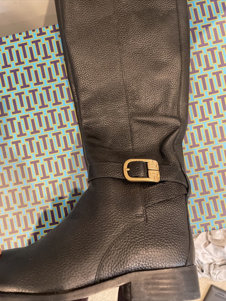 Tory Burch Brooke 25MM Boot tumbled black leather knee boots Women's ...