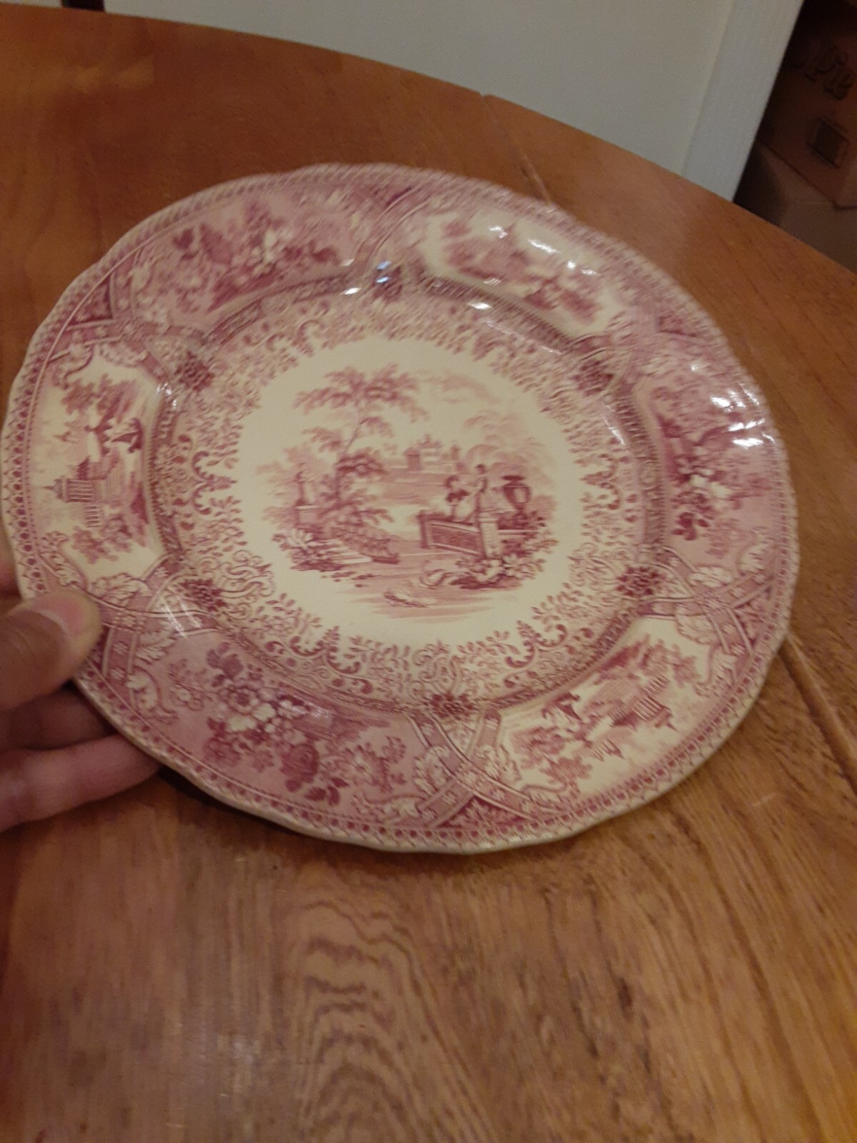 Antique Pink Transferware Spanish 'LLA Plate 9" D | eBay