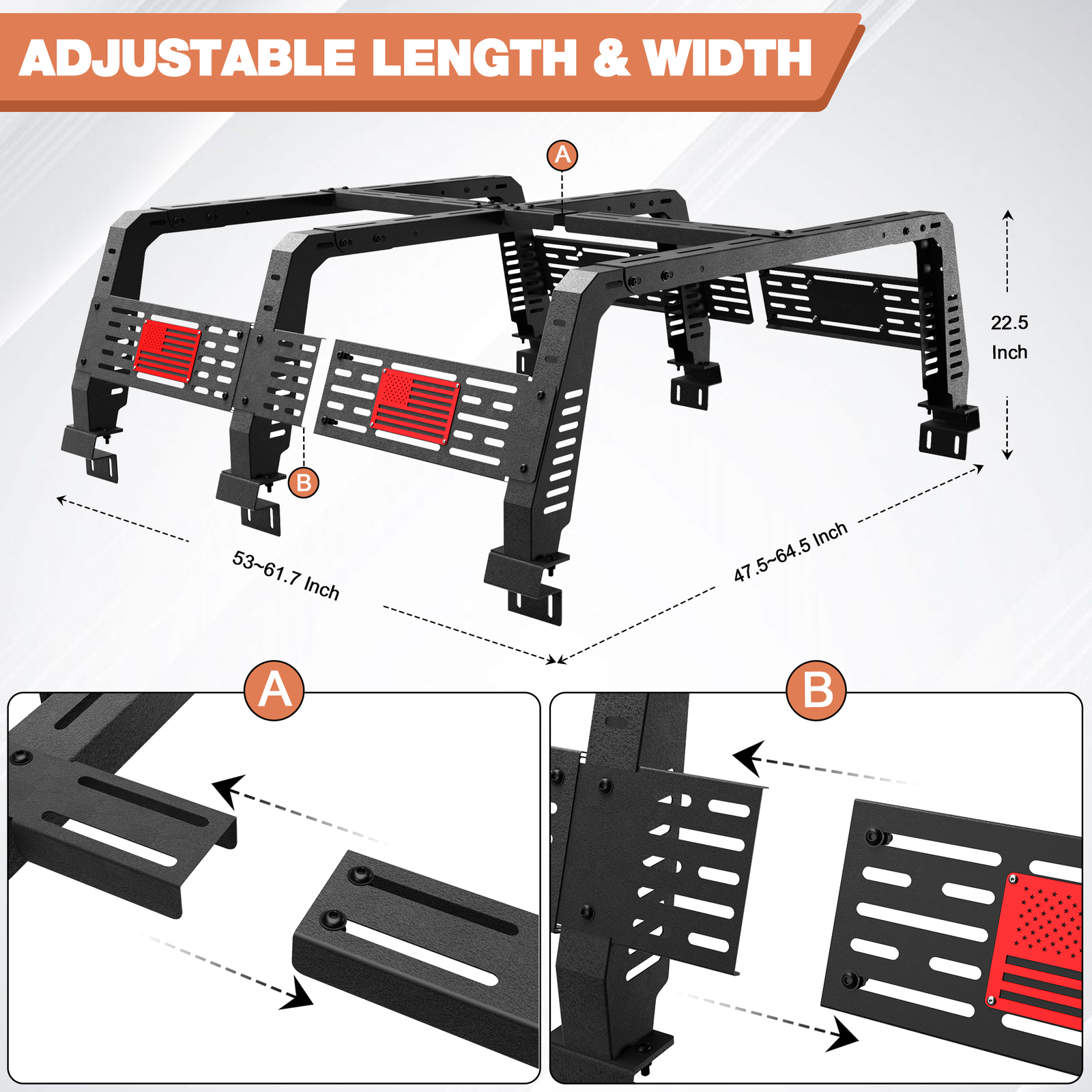 Carbon Steel Cargo High Bed Rack / Roof Rack Black for 2005-2023 Toyota ...