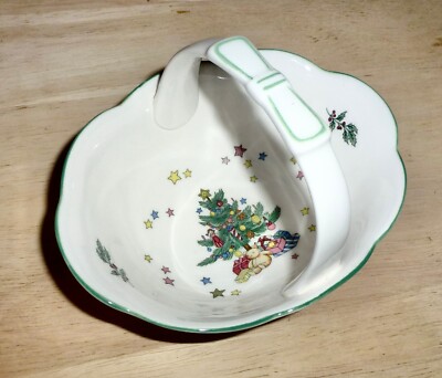 NIKO JAPAN CHRISTMAS TREE HANDLED CANDY DISH - 6" - PERFECT CONDITION ...