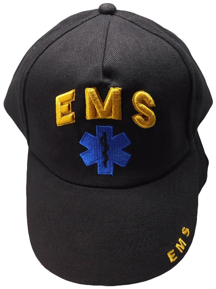 Embroidered Black EMS Emergency Medical Service baseball style Cap Hat ...