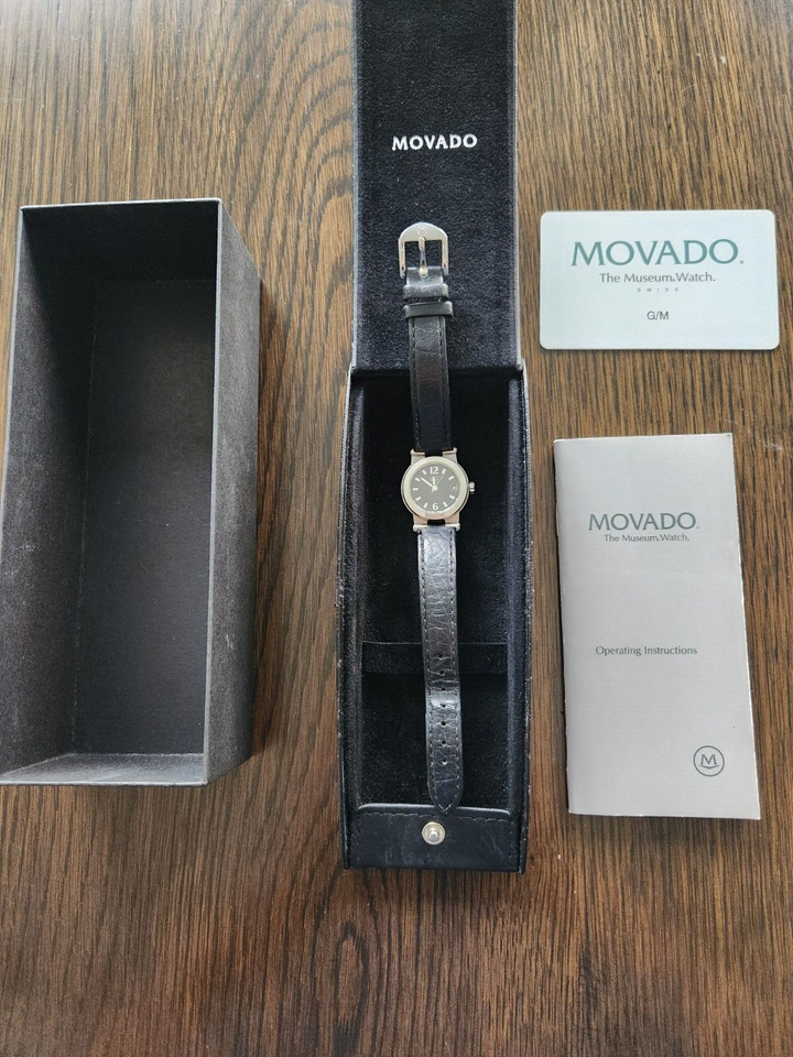 Movado Women's Watch- Beautiful, Classic; Black Face; Black Leather ...
