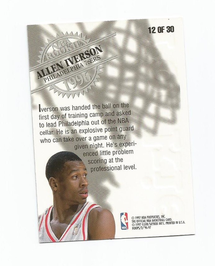 Allen Iverson Rookie Kaart Bovenste Dek