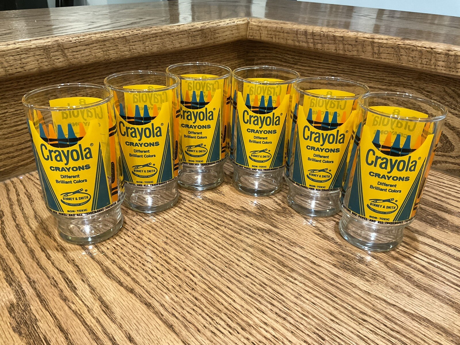 Vintage Lot Of 6 CRAYOLA Crayons drinking glasses 12 OZ | eBay