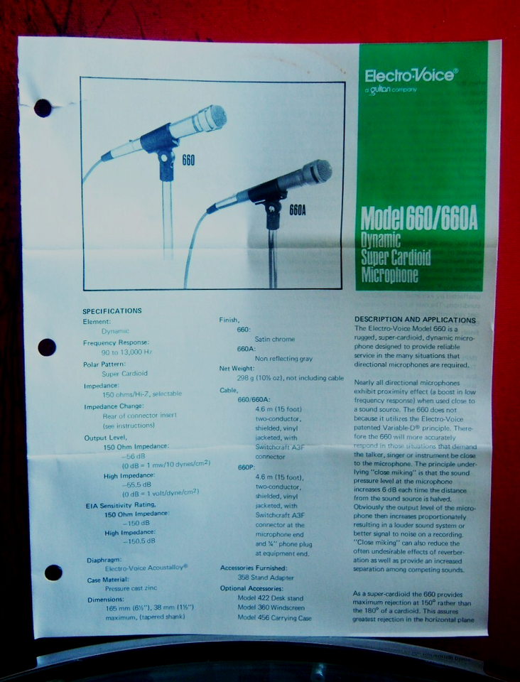 Vintage 1970's Electro Voice 660 dynamic cardioid microphone w ...