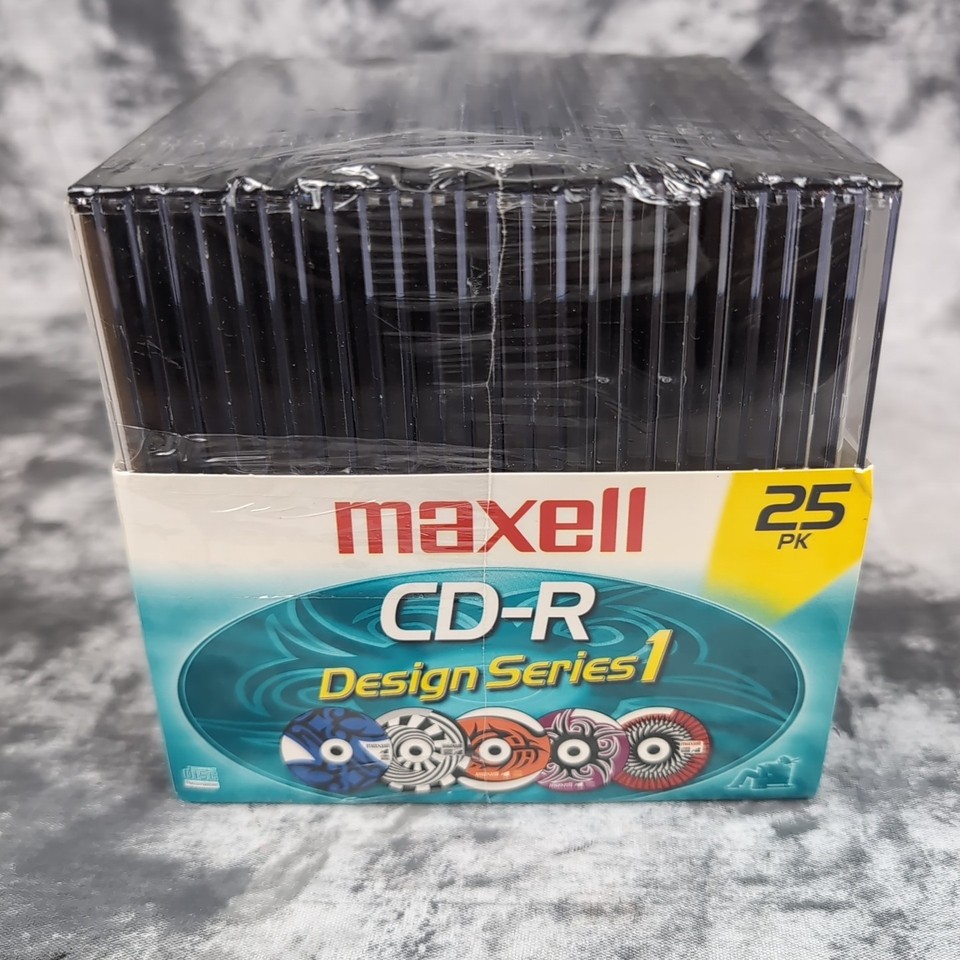 Maxell 25 Pack Blank CD-R Design Series 1 Pack Slim Jewel Cases 80 Min ...