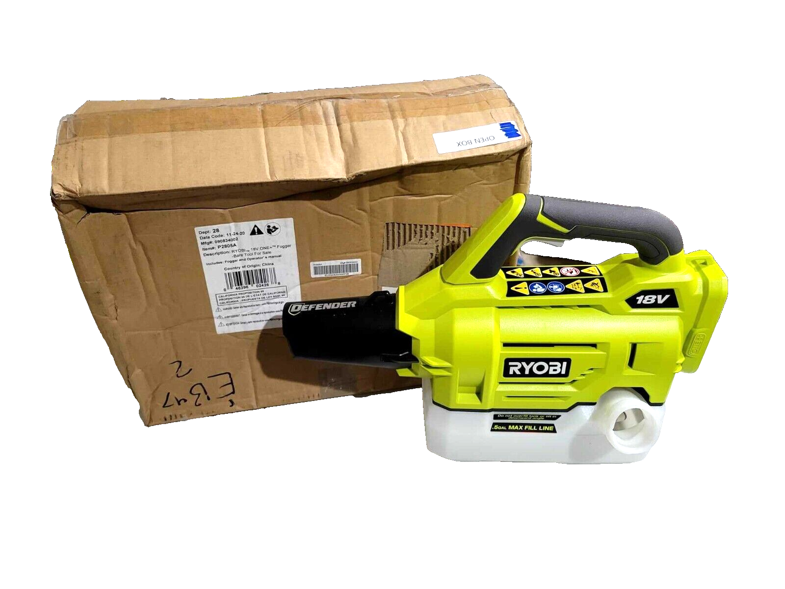 RYOBI ONE+ 18 Volt Cordless Lithium-Ion Fogger/Mister P2805 TOOL ONLY ...