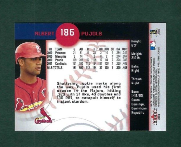 2002 Fleer Triple Crown #186 Albert Pujols St. Louis Cardinals | eBay