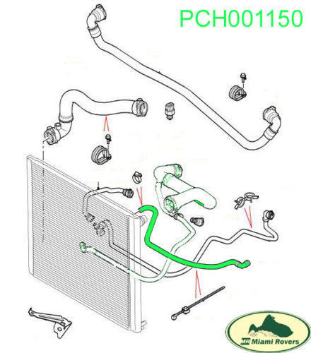 LAND ROVER OVERFLOW RADIATOR LINE HOSE RANGE 03-05 M62 PCH001150 REIN ...