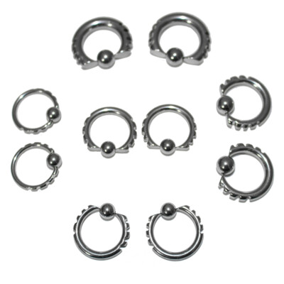 Pair of Steel Cut Captive Bead CBR Ring Earrings 14G Thru 6 Gauge | eBay