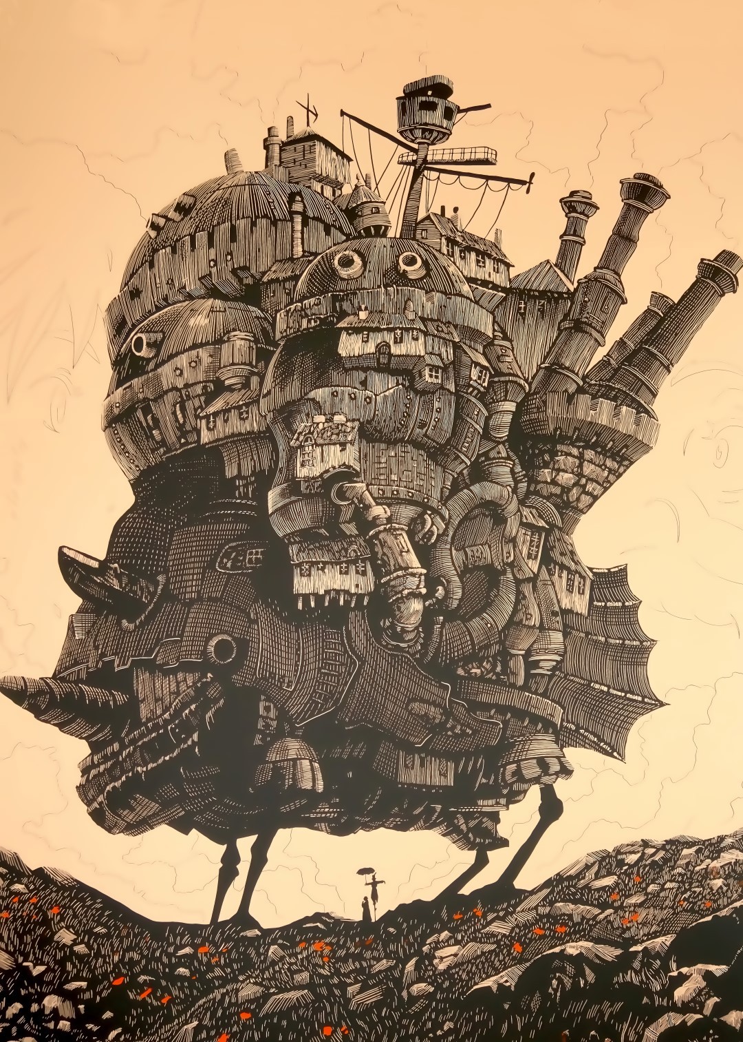 HOWLS MOVING CASTLE SIDE SKETCH STUDIO GHIBLI WALL ART PRINT PREMIUM ...