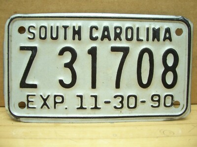 Vintage South Carolina Motorcycle Scooter License Plate Tag 1990 90 | eBay