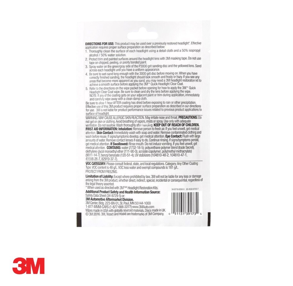 3M Quick Headlight Clear Coat Wipes 2x Pack | eBay