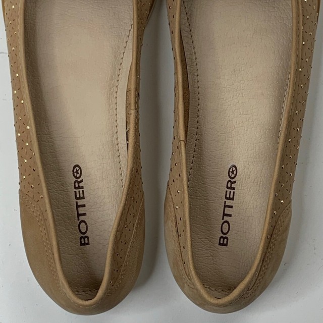 Botter Womens Flat Shoes Khaki Bows Perforated Studded Slip Ons 10 | eBay