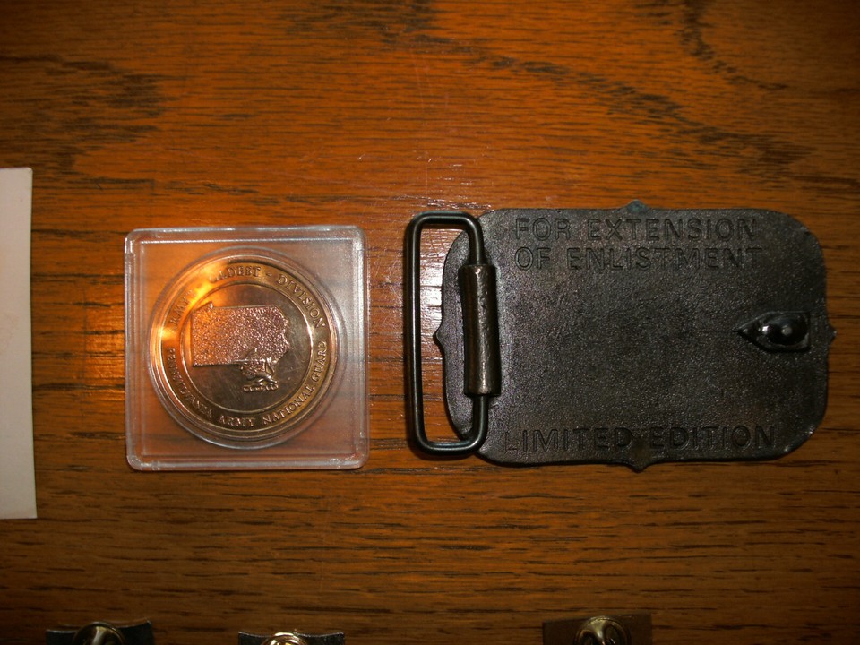 US 28th Division DUI's, LE Re-Enlist Buckle, Centennial Challenge Coin ...
