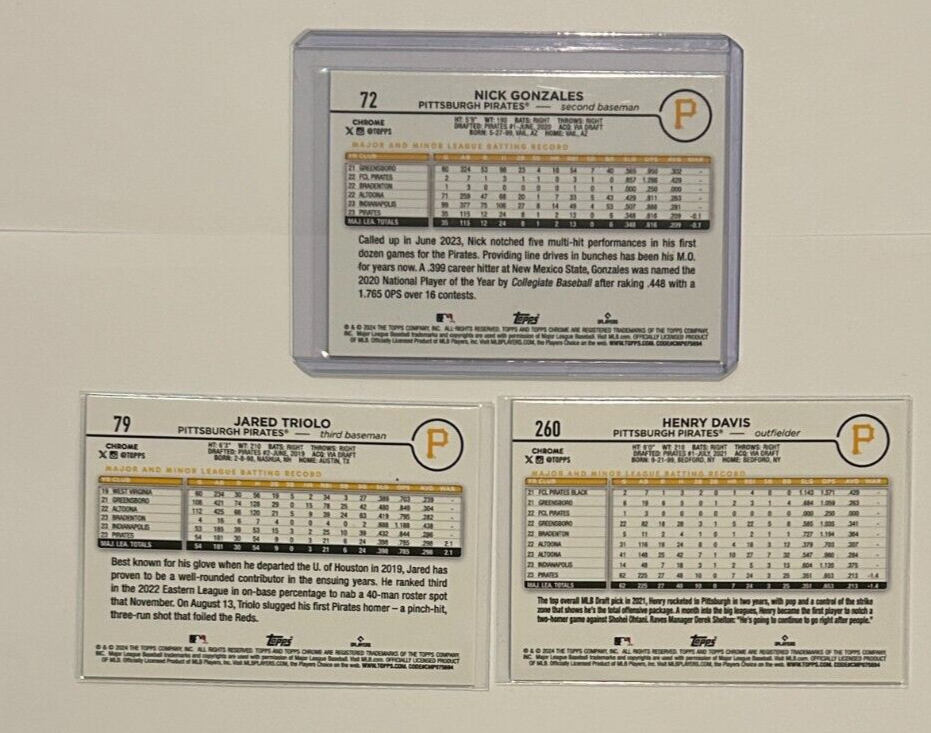 2024 Topps Chrome Prizm Refractor Nick Gonzales RC #72 + Davis & Triolo ...