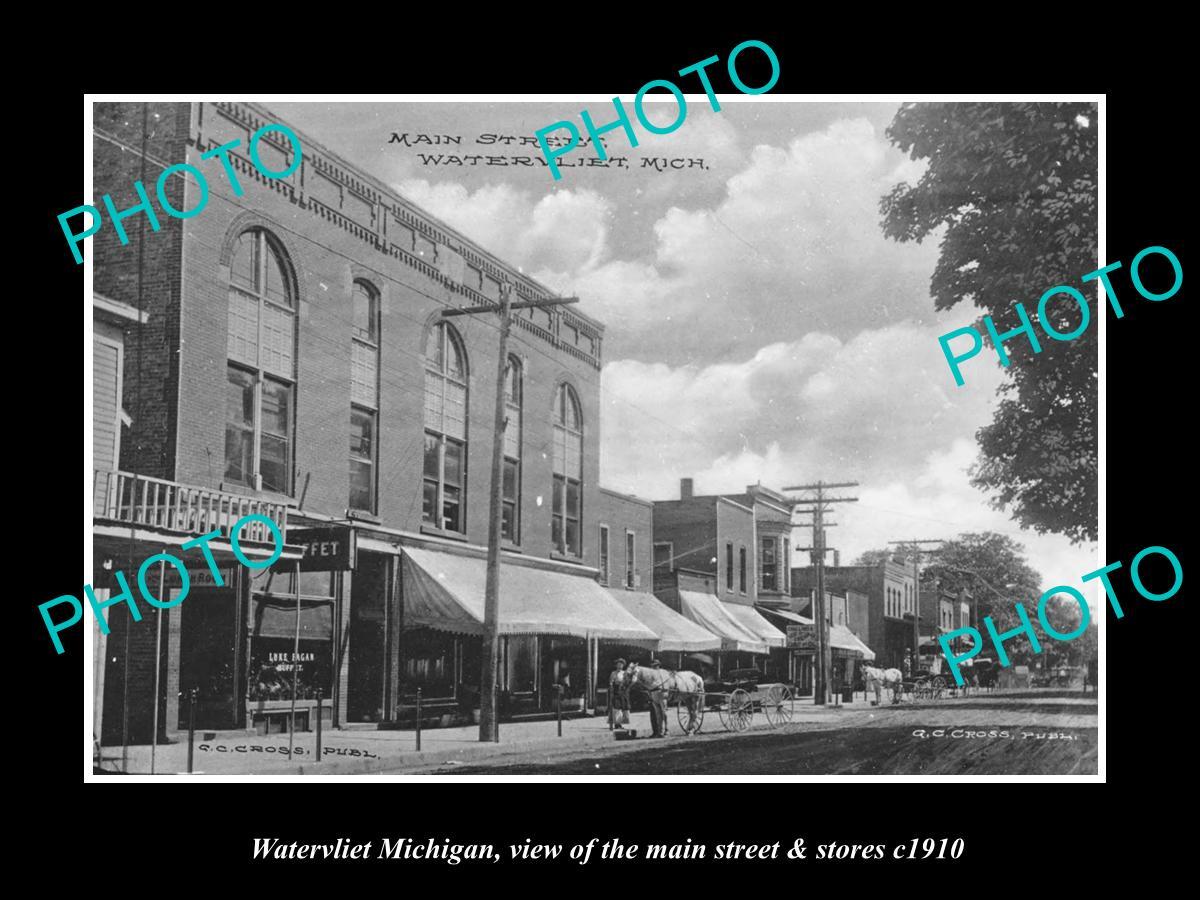 OLD LARGE HISTORIC PHOTO WATERVLIET MICHIGAN VIEW OF THE MAIN ST ...