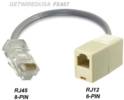 RJ12 RJ11 6P6C 6-PIN FEMALE to RJ45 CAT5 ETHERNET 8P8C 8PIN MALE ...