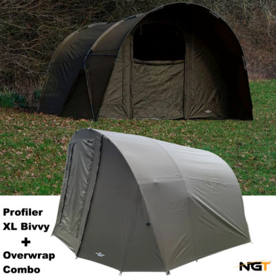 NGT Profiler Bivvy XL 2 Man + Overwrap Tent Skin Heavy Duty Carp Fishing - Combo | eBay UK