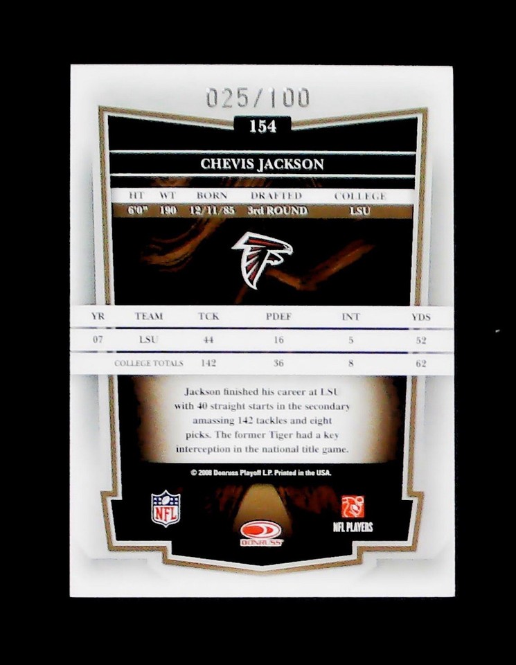 Chevis Jackson 2008 Donruss Classics Timeless Tributes Silver Rookie ...