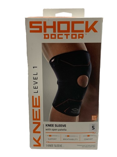 Shock Doctor Knee Compression Sleeve Level 1 Support Black Small w/Open ...