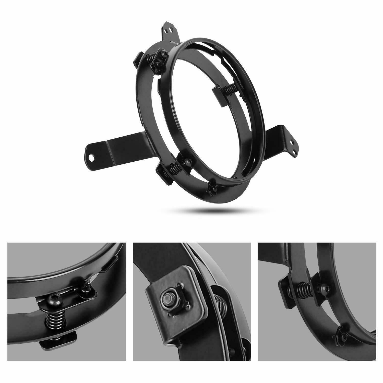 Pair 7 inch Round Headlight Mounting Brackets + Adapter for Jeep ...