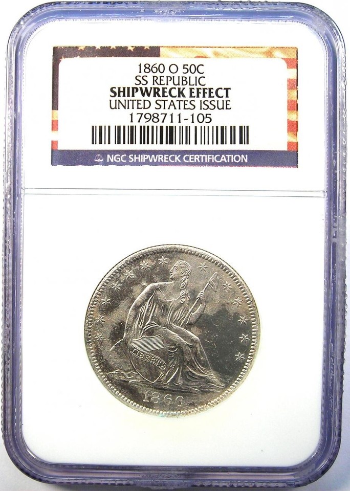 1860-O Seated Liberty Half Dollar 50C. NGC SS Republic Shipwreck - AU ...