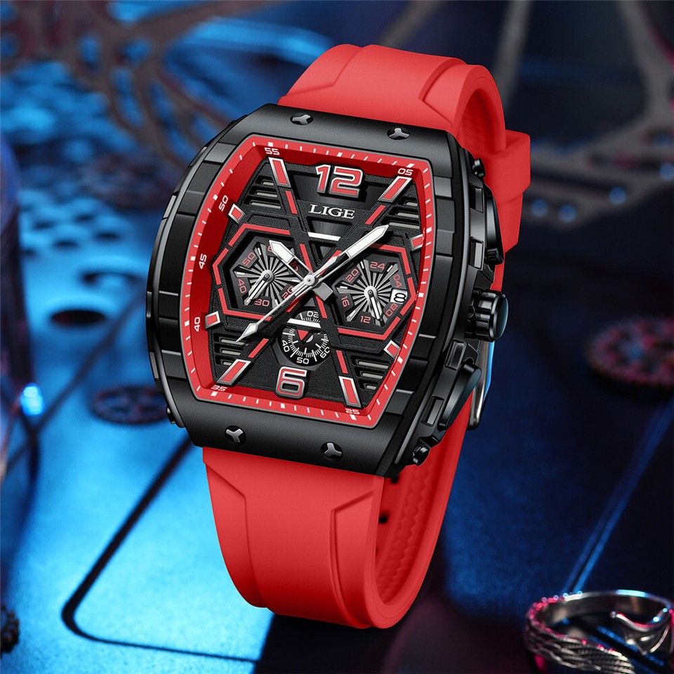 LIGE FOXBOX Men Rectangle Watch Chronograph Wristwatch Student Boy ...