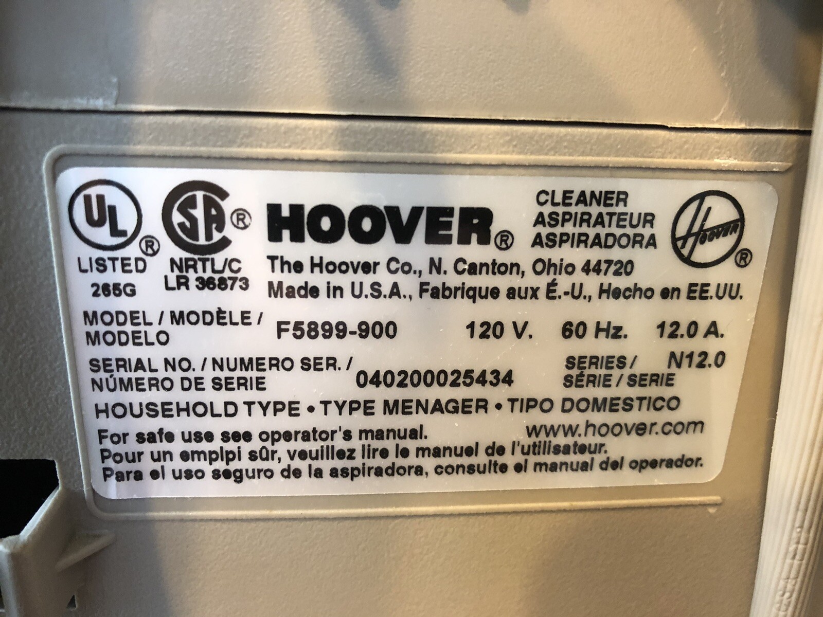 Hoover SteamVac SpinScrub Carpet Steamer Cleaner Vacuum F5899-900 for ...