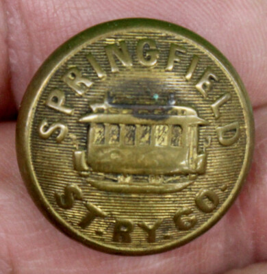 Original Vintage Springfield (MA) Street Railway Co. Brass Button 7/8 ...