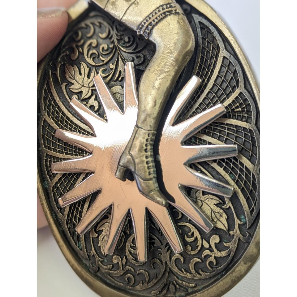 The Gal Leg Spinning Spur Belt Buckle Western Brass Silver Award Design ...