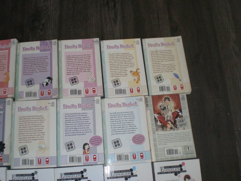 Manga Book Lot Of 25 Books Fruits Basket V.B. Rose Evangelion Shinji ...