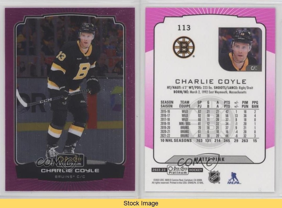 2022-23 O-Pee-Chee Platinum Matte Pink Charlie Coyle #113 READ w1s | eBay
