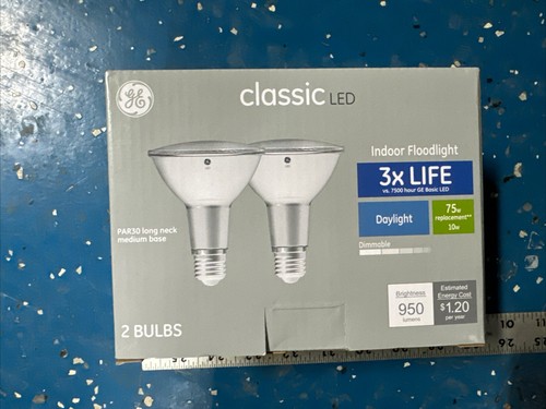 2 Pack GE Classic 75 Watt LED Indoor Flood Light Bulb Par30 Long Neck ...